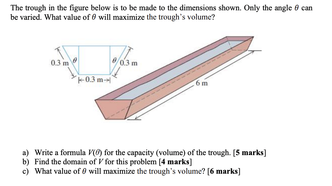 Solved The trough in the figure below is to be made to the | Chegg.com