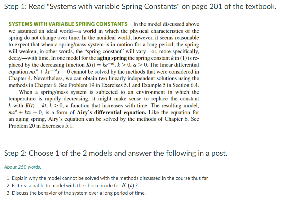 Solved Step 1: Read "Systems with variable Spring Constants" | Chegg.com