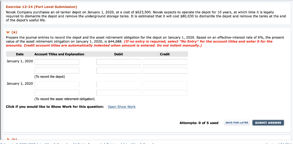 Solved Exercise 13-14 (Part Level Submission) Novak Company | Chegg.com