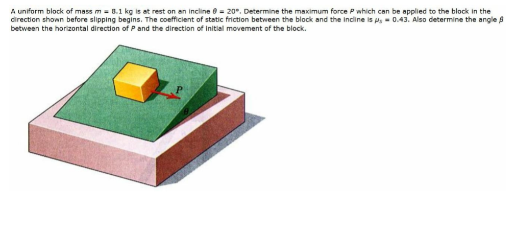 Solved A uniform block of mass m = 8.1 kg is at rest on an | Chegg.com