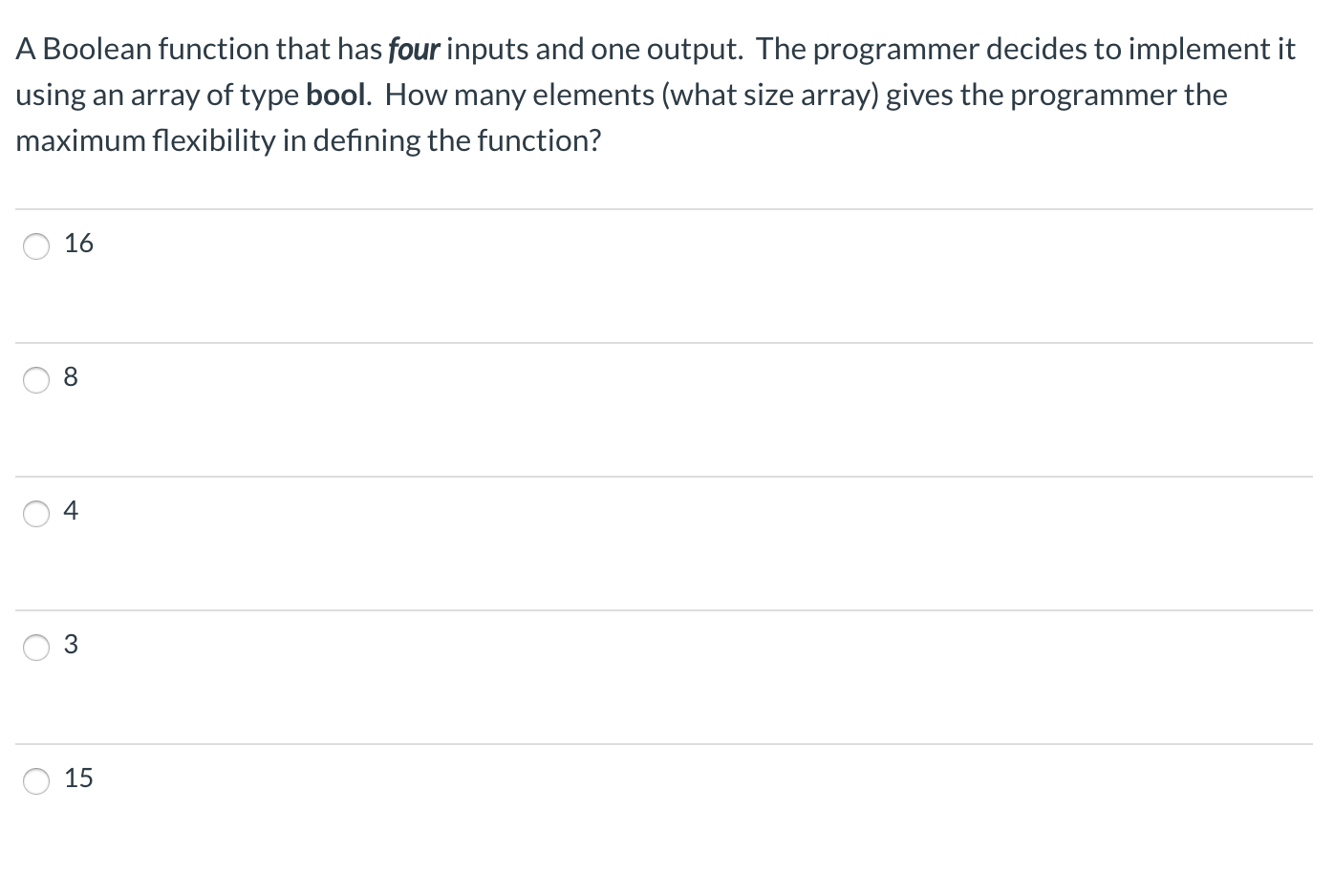 Solved A Boolean function that has four inputs and one | Chegg.com