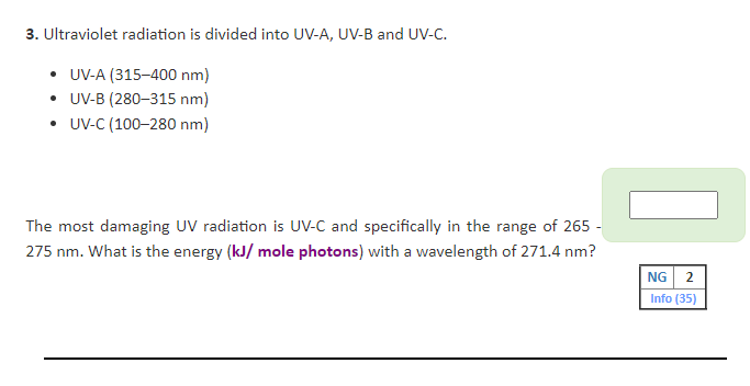 Solved 3. Ultraviolet radiation is divided into UV-A, UV-B | Chegg.com