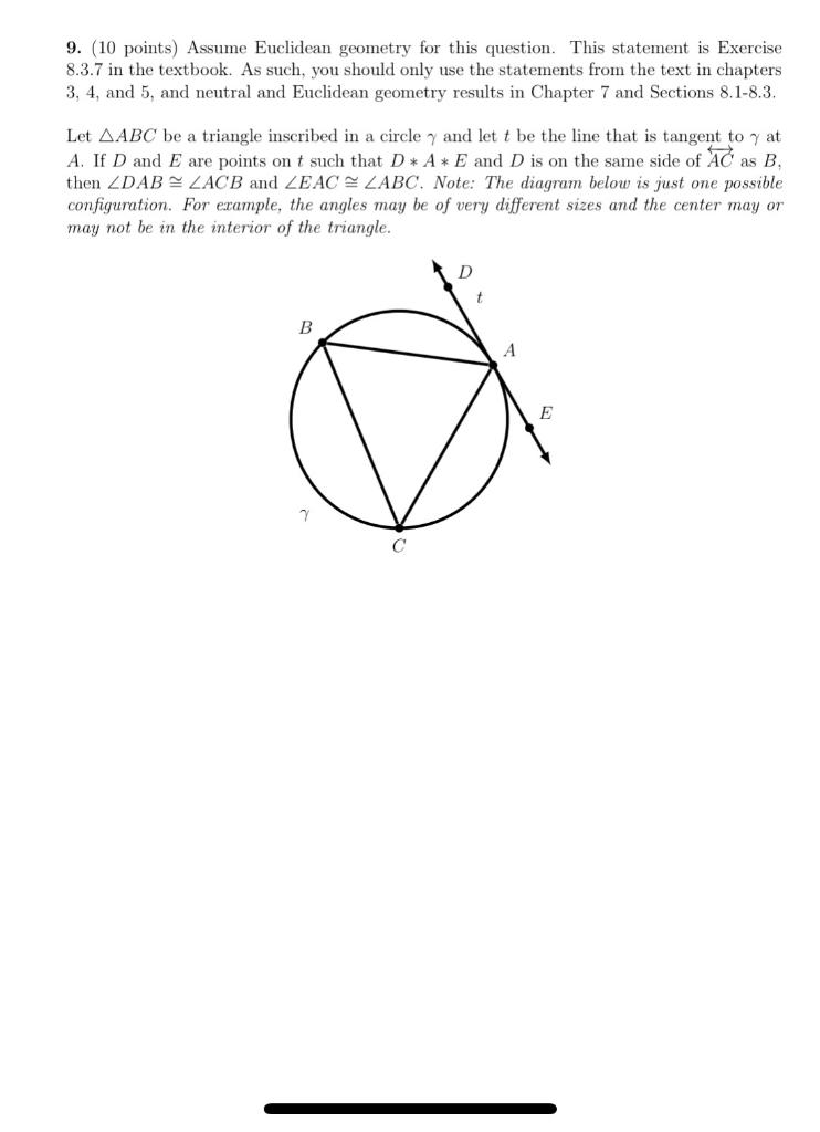9. (10 points) Assume Euclidean geometry for this | Chegg.com