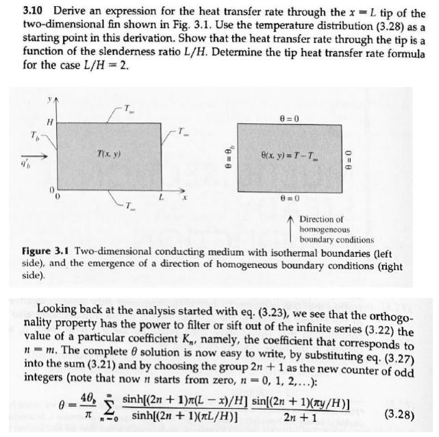 Solved 3.10 Derive an expression for the heat transfer rate | Chegg.com