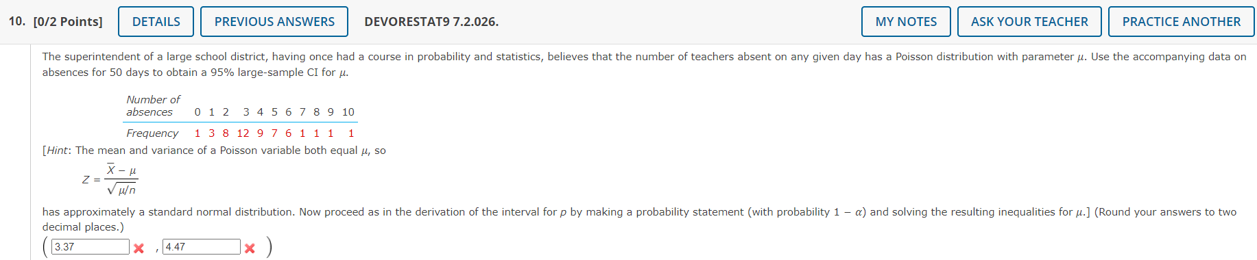 Solved 10. [0/2 Points] DETAILS PREVIOUS ANSWERS DEVORESTAT9 | Chegg.com