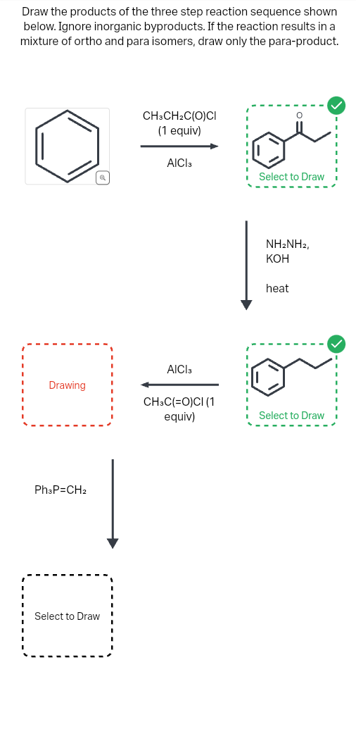 Solved Draw the products of the three step reaction sequence | Chegg.com