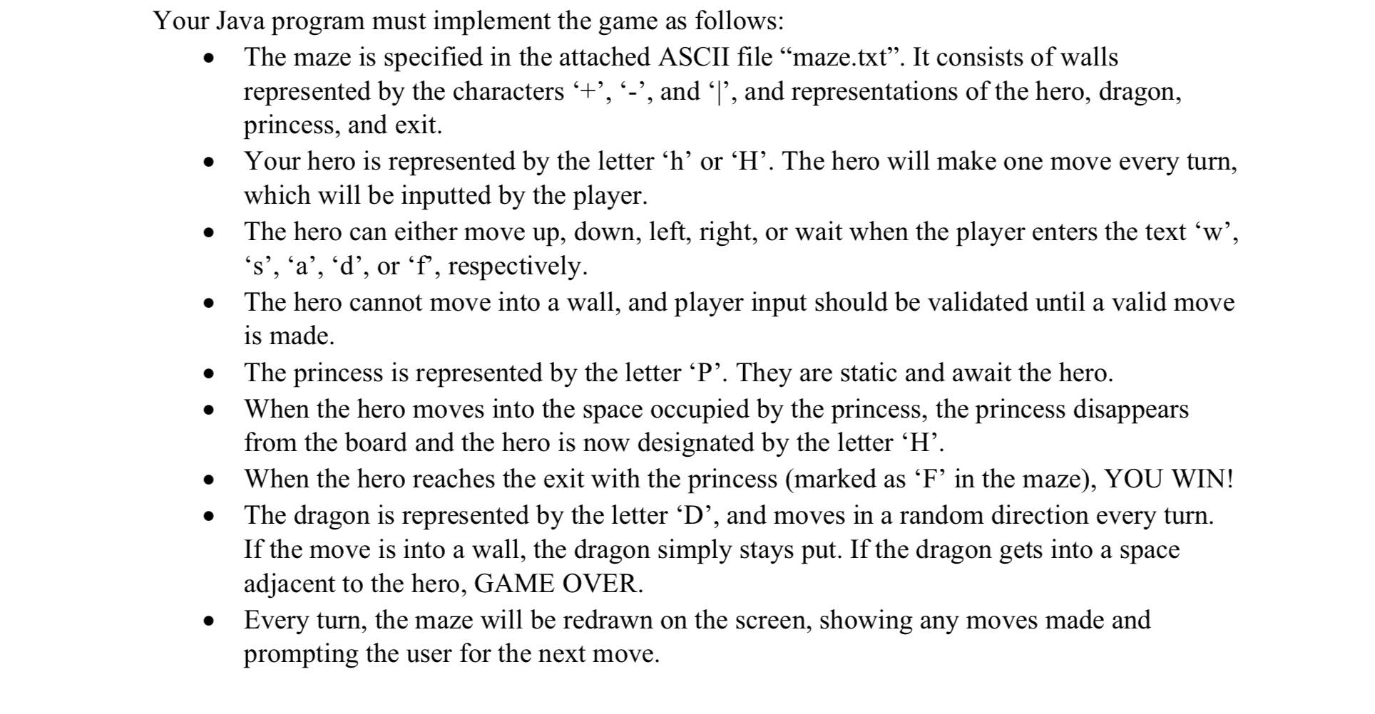 Solved Your Java program must implement the game as follows: | Chegg.com