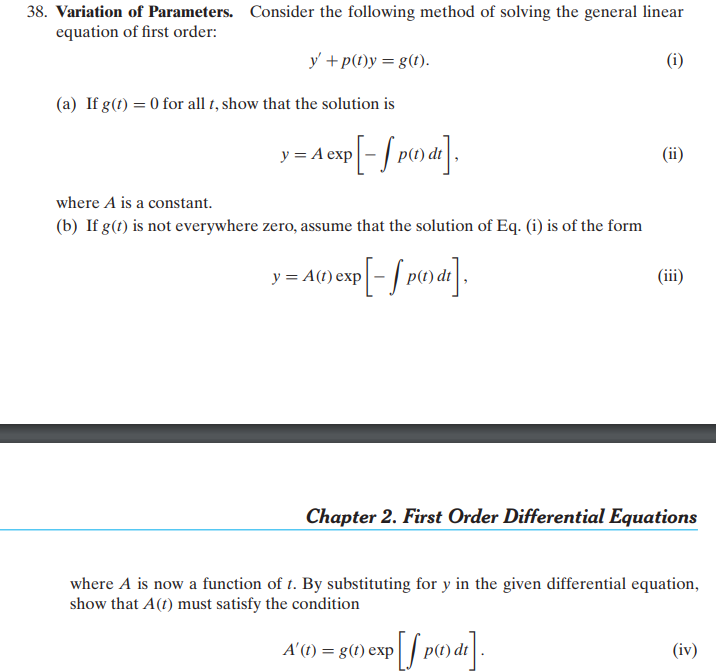 Solved Variation of Parameters. Consider the following | Chegg.com