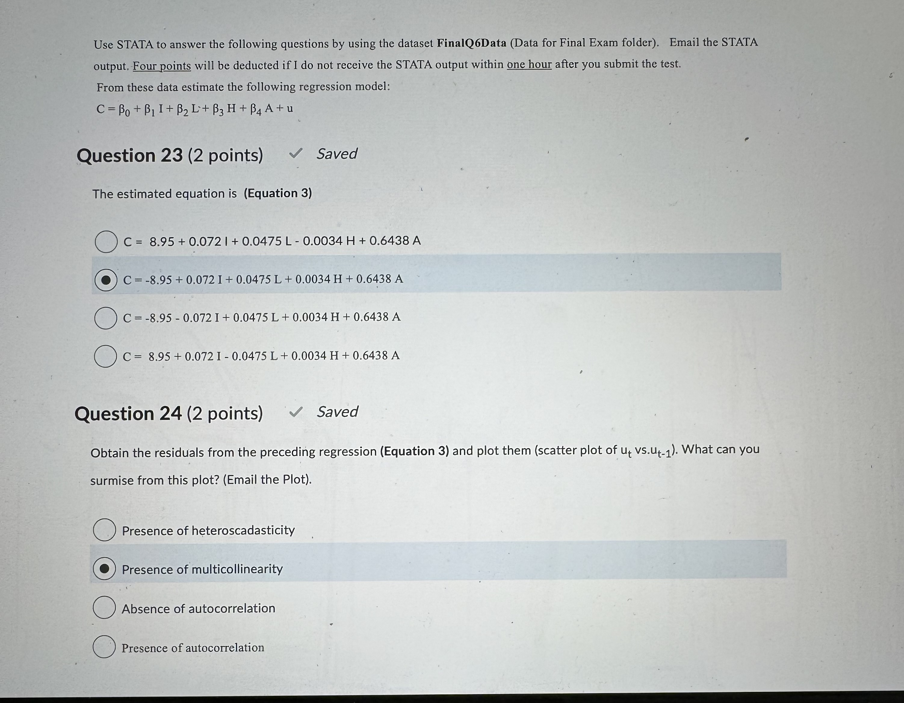 Use STATA to answer the following questions by using | Chegg.com