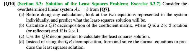 Solved [Q10] (Section 3.3: Solution of the Least Squares | Chegg.com