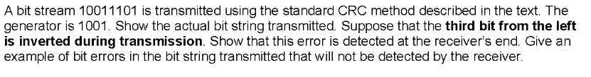 Solved A bit stream 10011101 is transmitted using the | Chegg.com