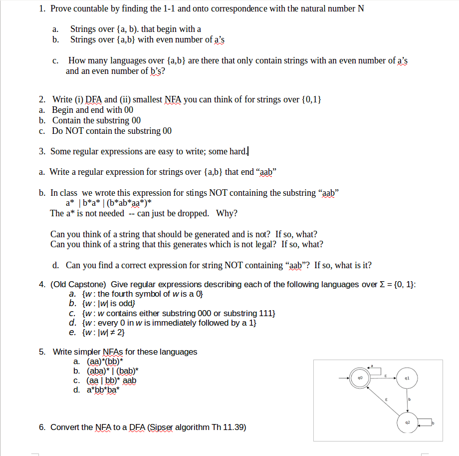 Solved 1. Prove countable by finding the 1-1 and onto | Chegg.com