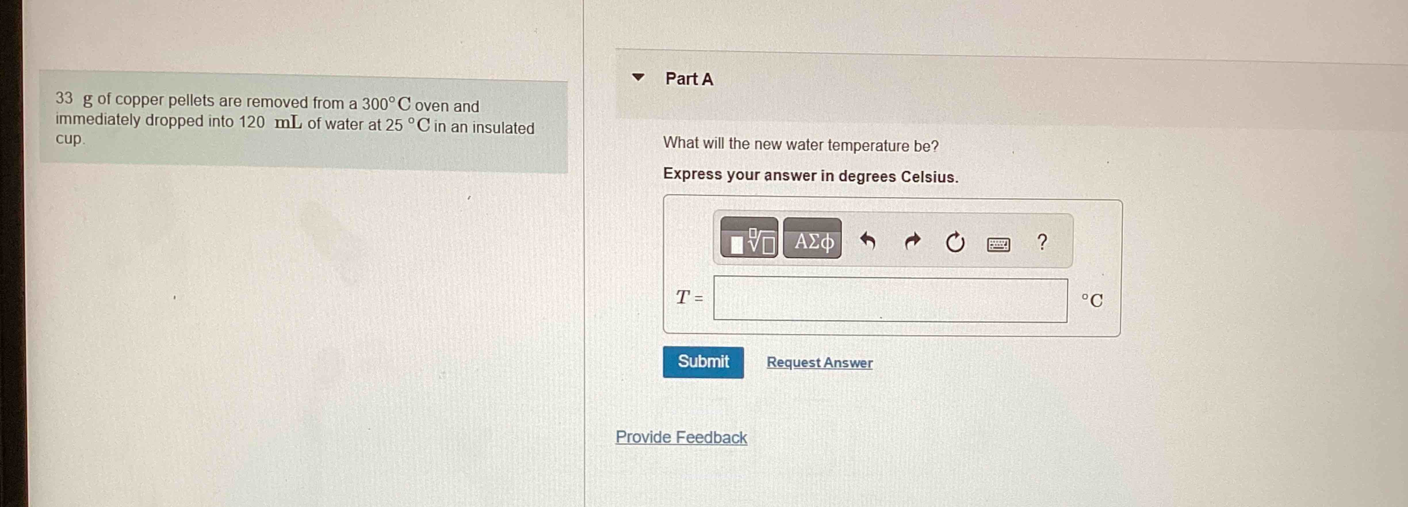 Solved 33 ﻿g of copper pellets are removed from a | Chegg.com