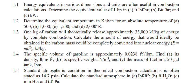 Solved 1.1 Energy equivalents in various dimensions and | Chegg.com