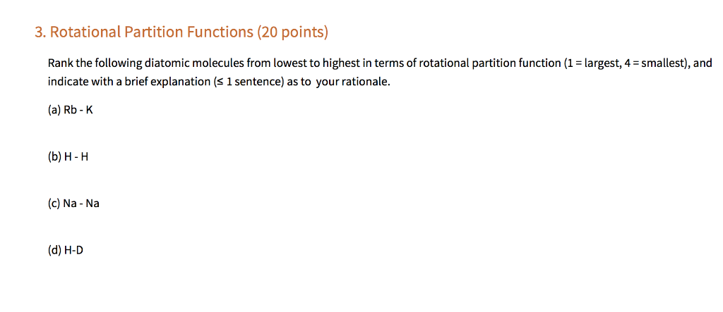 Solved 3. Rotational Partition Functions (20 points) Rank | Chegg.com