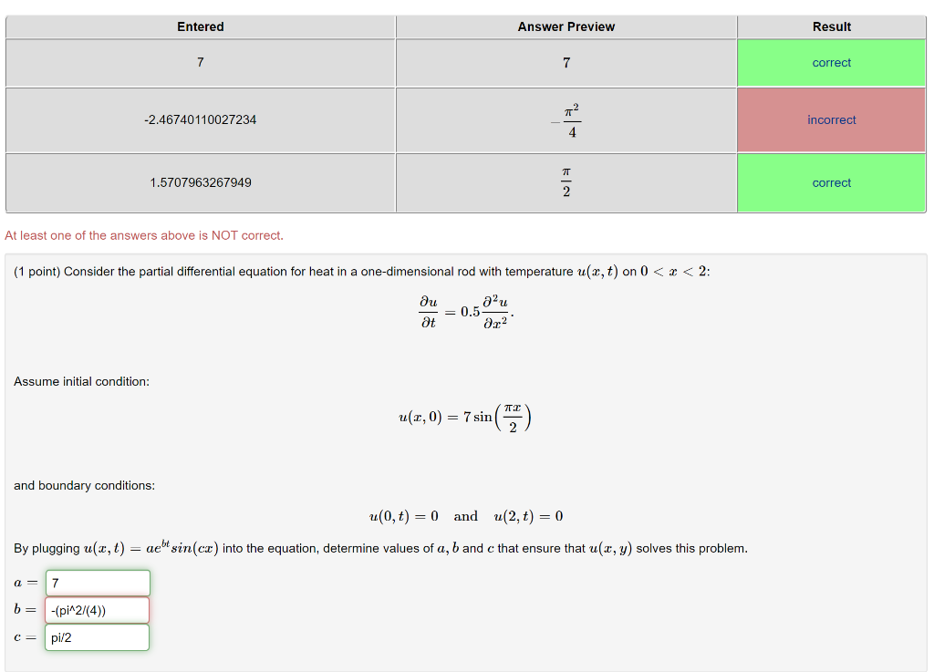 Solved Entered Answer Preview Result correct | Chegg.com