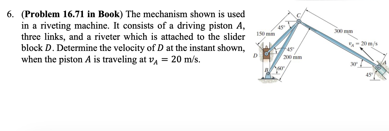 Solved 6. (Problem 16.71 ﻿in Book) ﻿The mechanism shown is | Chegg.com