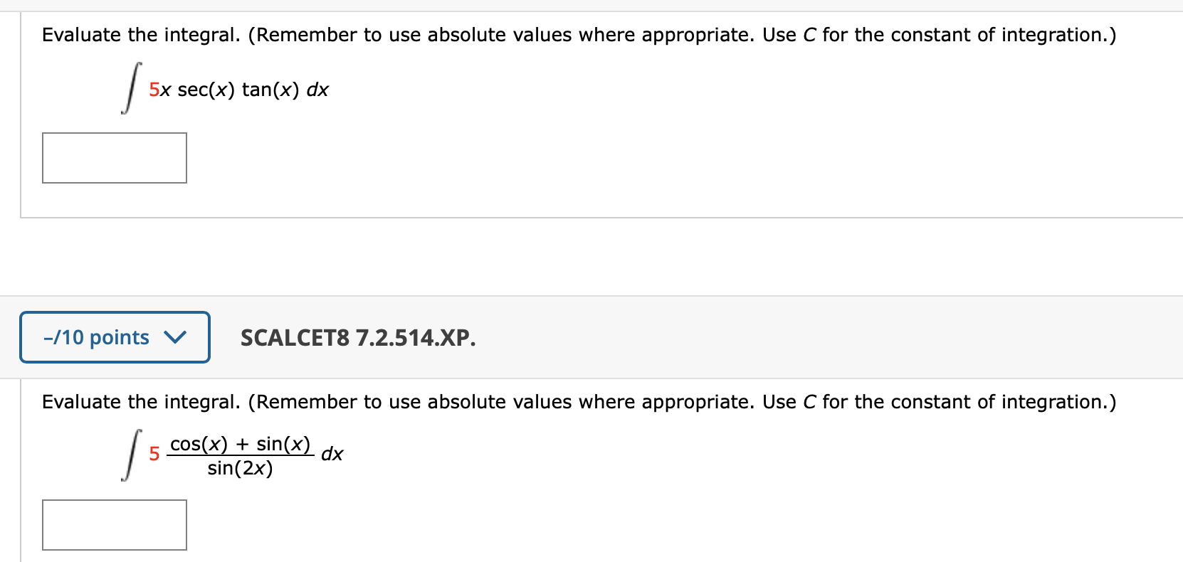 Solved Evaluate the integral. (Remember to use absolute | Chegg.com