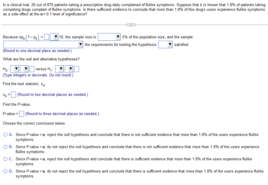 Solved Drow down menu options for first statement: 1. =, >, | Chegg.com