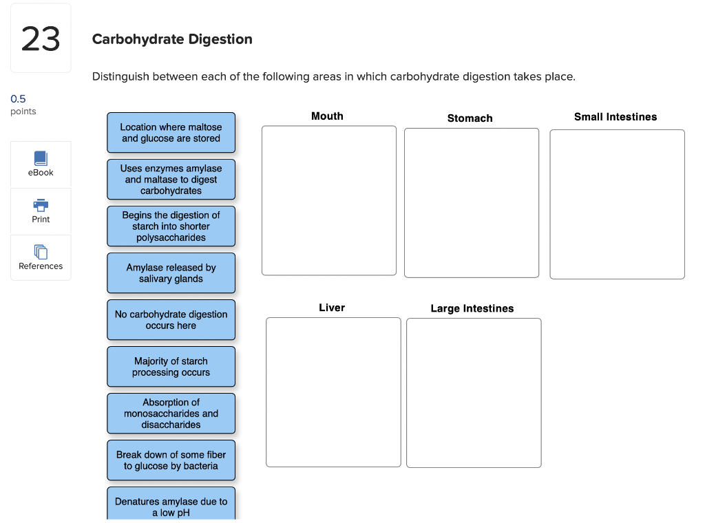 Solved Carbohydrate Digestion Distinguish between each of | Chegg.com