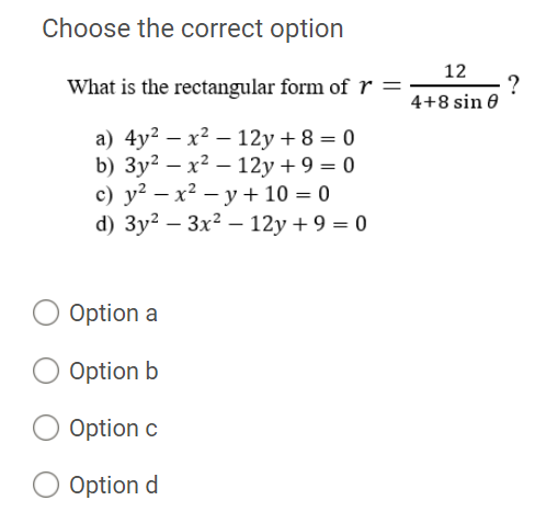 Solved ? Choose the correct option 12 What is the | Chegg.com