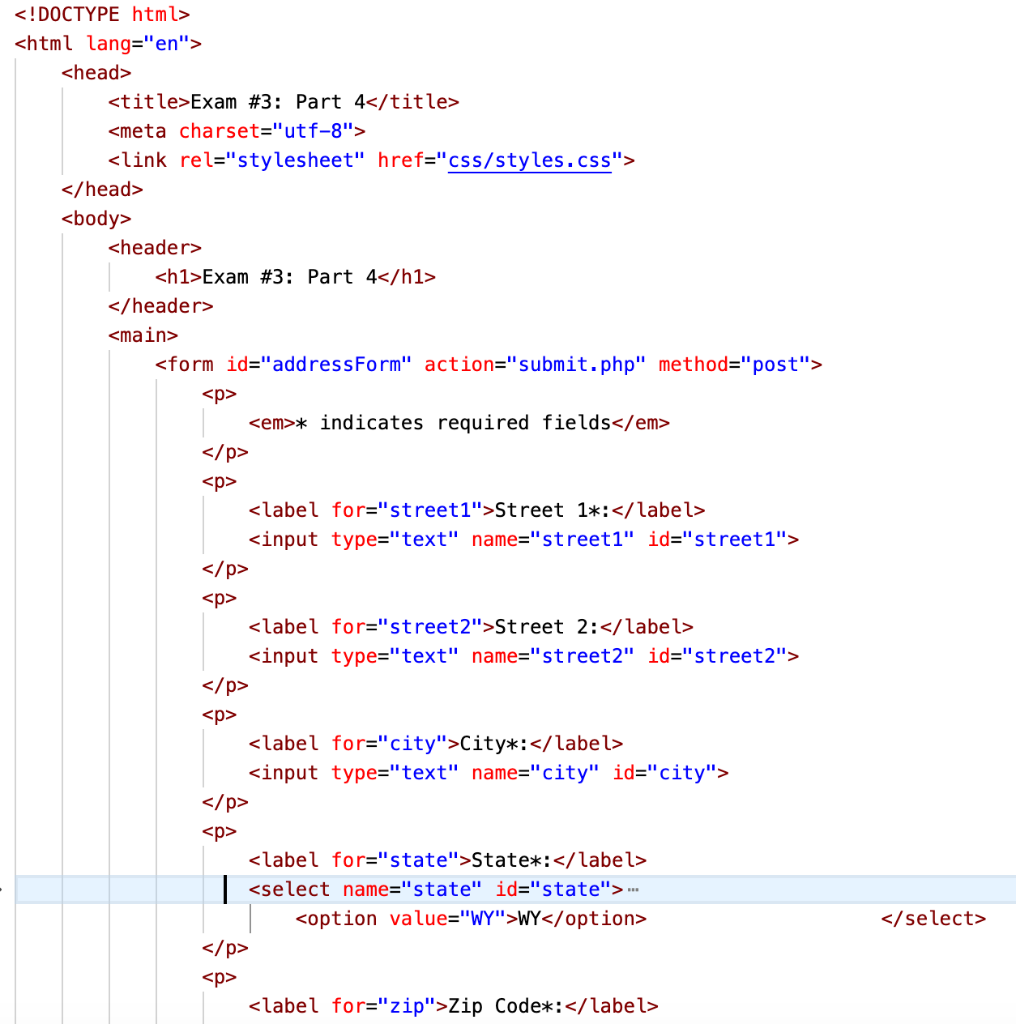 Solved a. This is a "typical" address form. Every field | Chegg.com