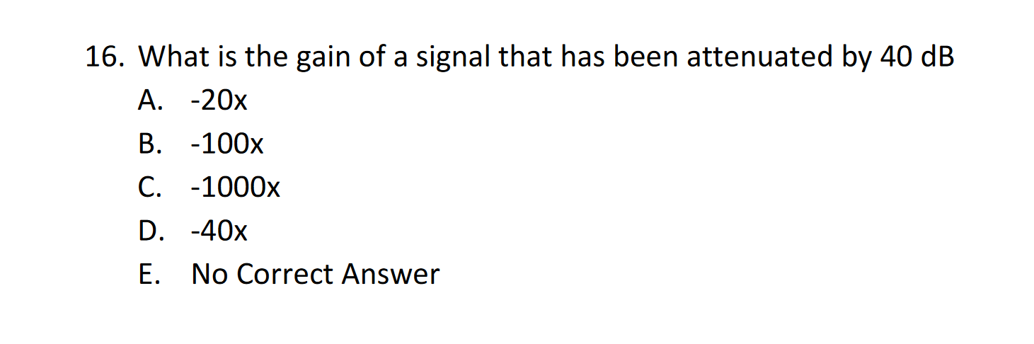 Solved 16. What is the gain of a signal that has been | Chegg.com