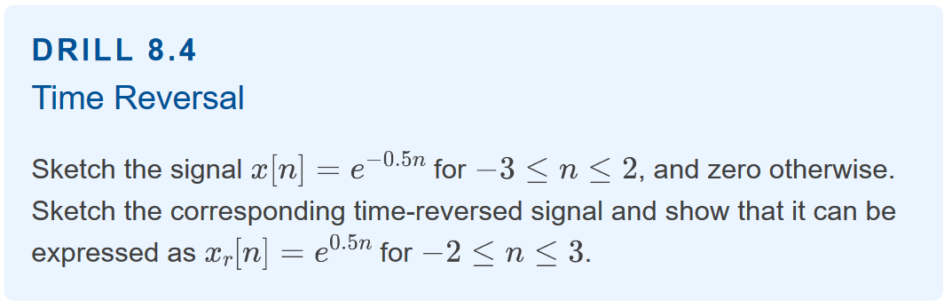 Solved RILL 8.4 Time Reversal Sketch the signal x[n] = | Chegg.com