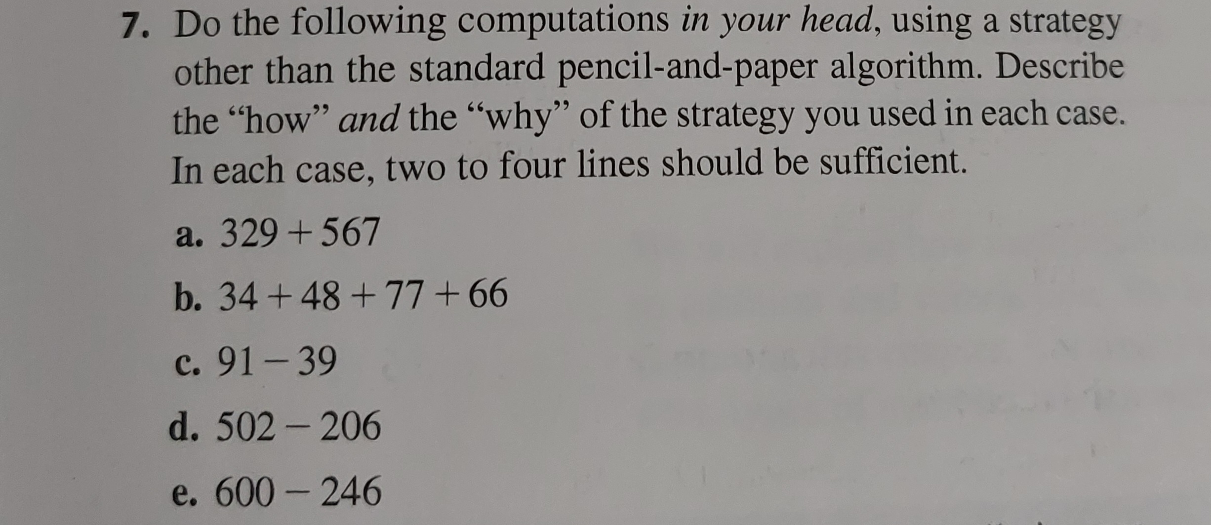 Solved 7. Do the following computations in your head, using | Chegg.com