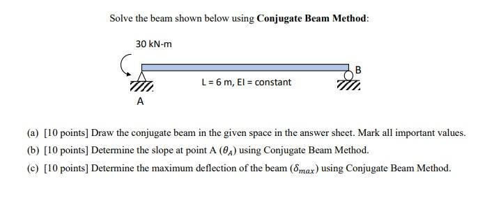 Solved Solve the beam shown below using Conjugate Beam | Chegg.com