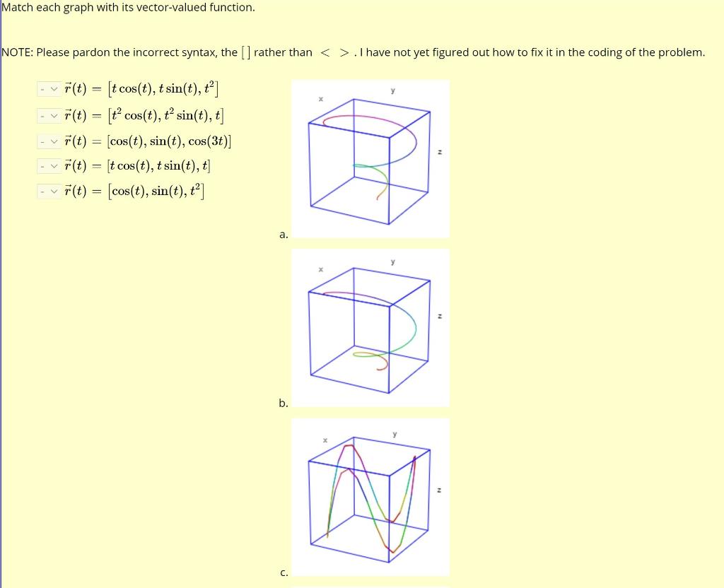 Solved Match each graph with its vector-valued function. | Chegg.com
