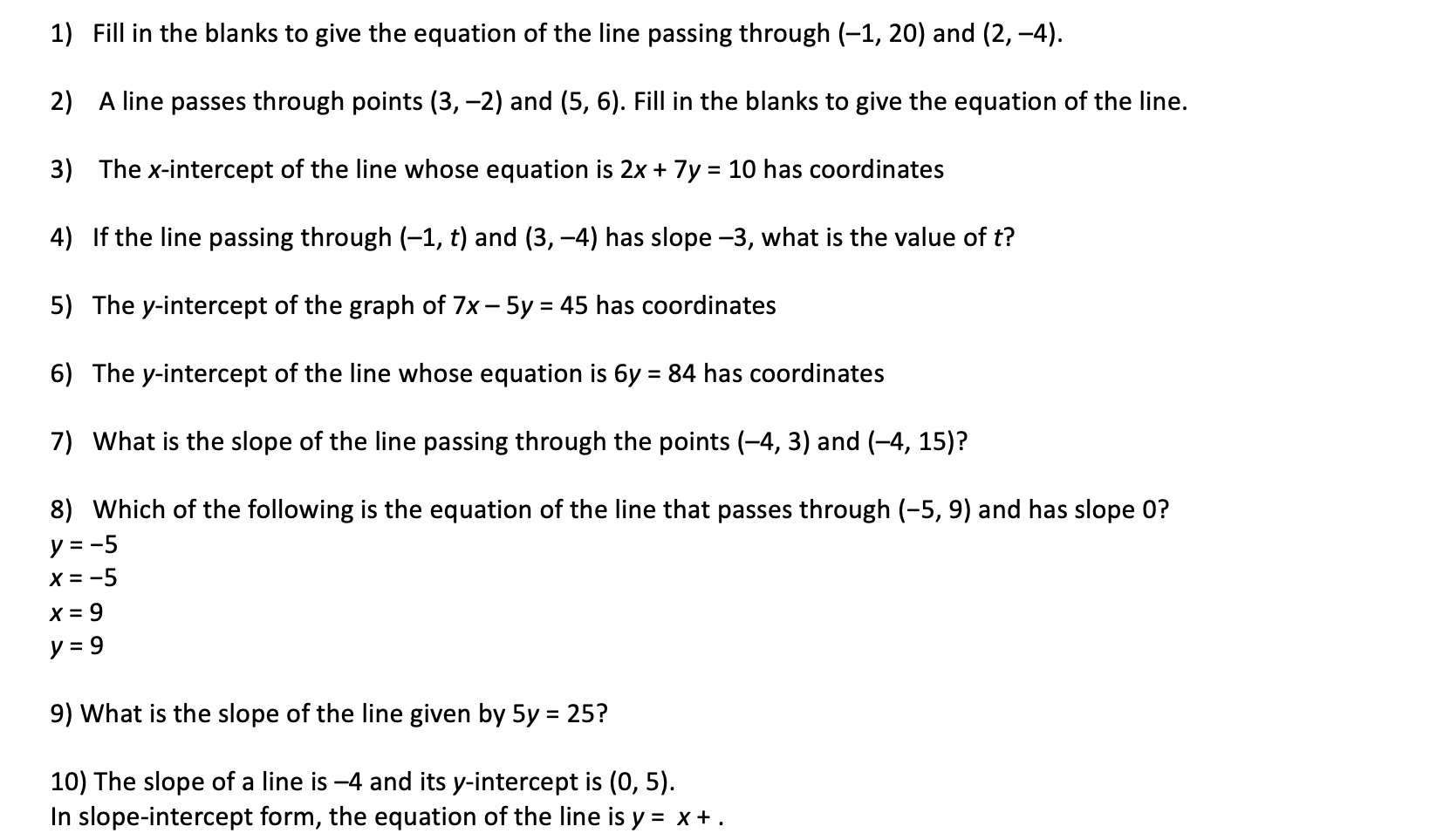 Solved 1) Fill in the blanks to give the equation of the | Chegg.com