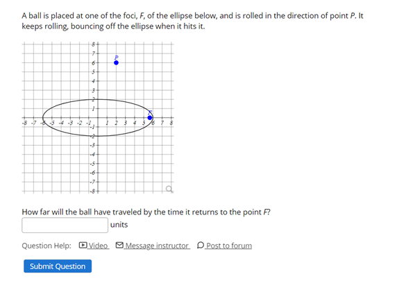 Solved A ball is placed at one of the foci, F, of the | Chegg.com
