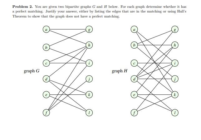 Solved Problem 2. You are given two bipartite graphs G and H | Chegg.com