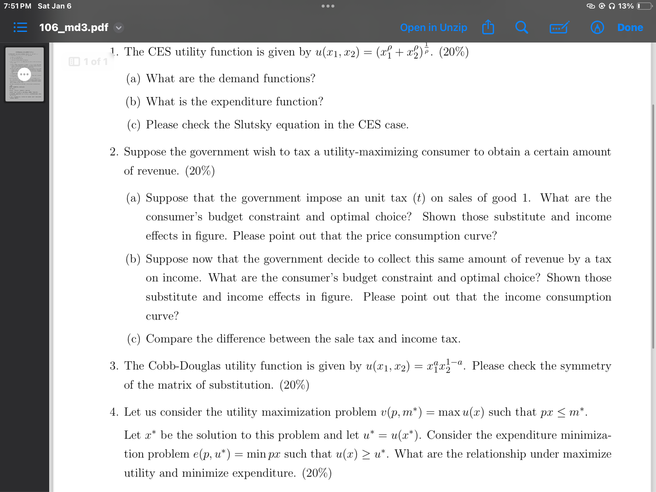 Solved The CES utility function is given by | Chegg.com