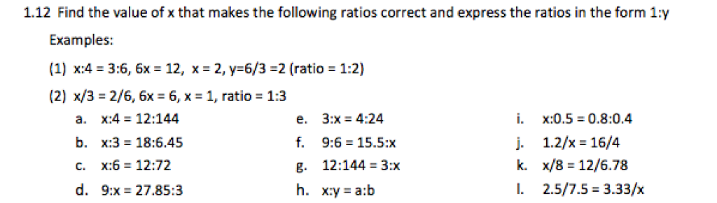 Solved 1.12 Find the value of x that makes the following | Chegg.com