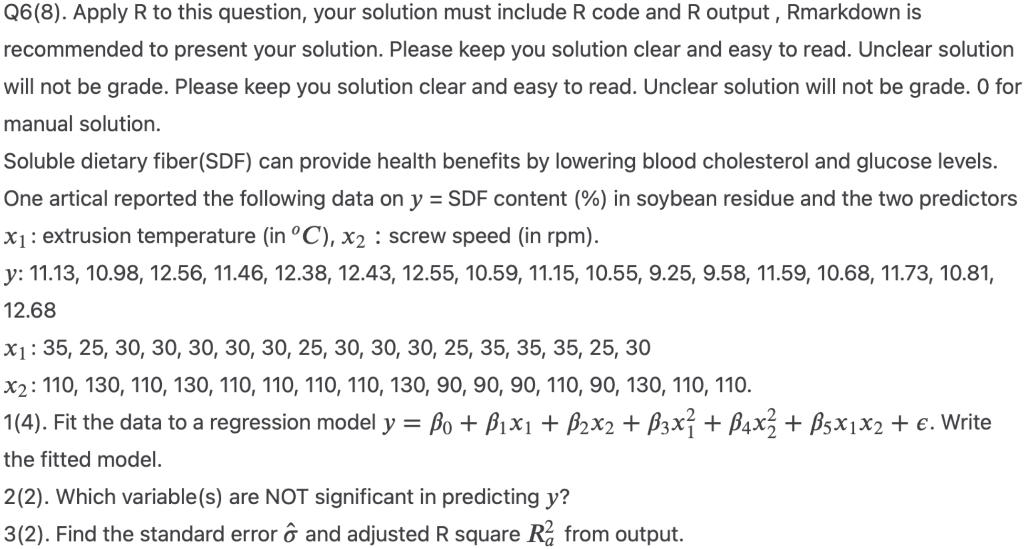 Solved Q6(8). Apply R to this question, your solution must | Chegg.com