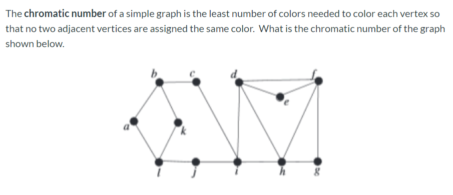 Solved The chromatic number of a simple graph is the least | Chegg.com
