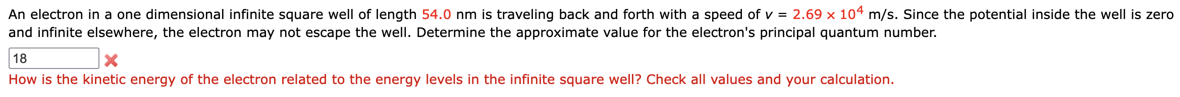 Solved An electron in a one dimensional infinite square well | Chegg.com