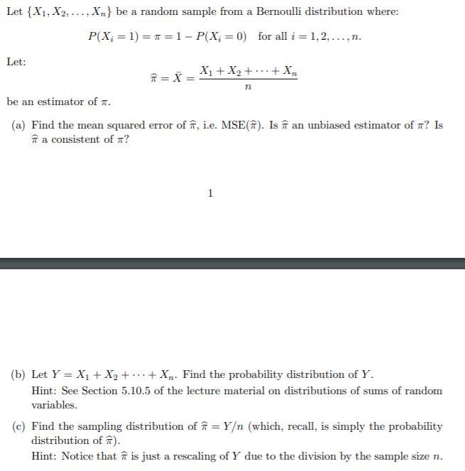 Solved Let {X1, X2, ..., Xn} be a random sample from a | Chegg.com