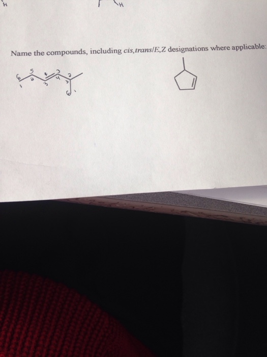 Solved Name the compounds, including cis, trans/E, Z | Chegg.com