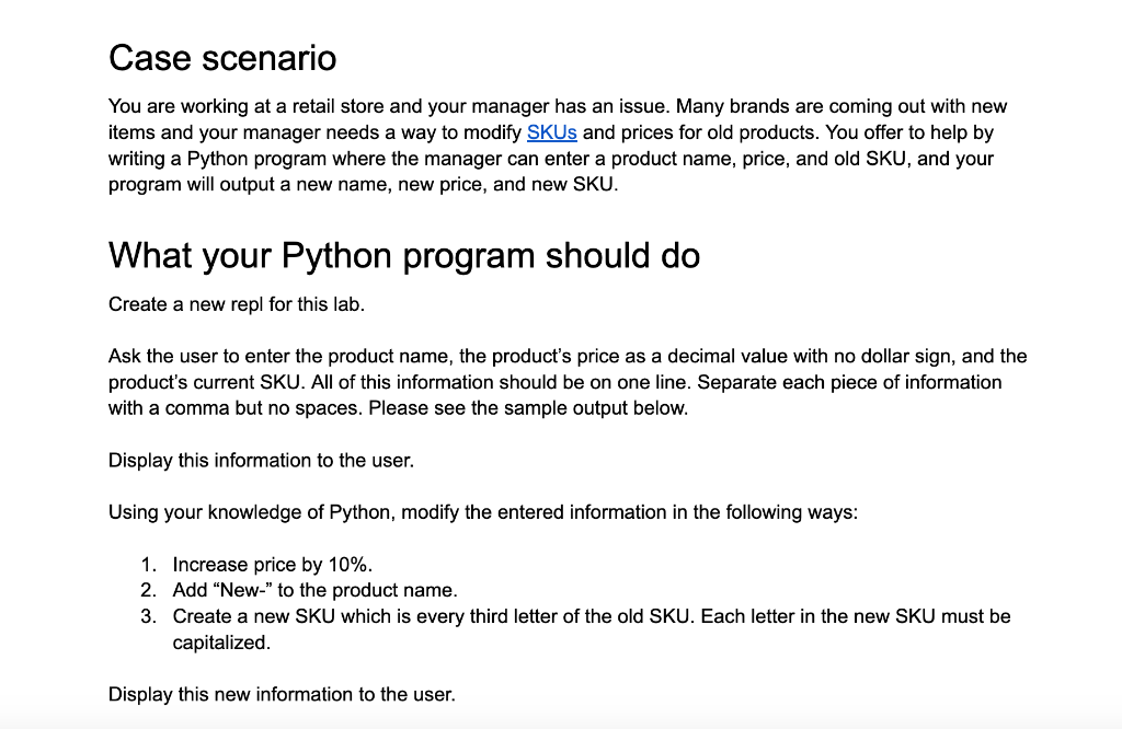 Solved Case scenario You are working at a retail store and | Chegg.com