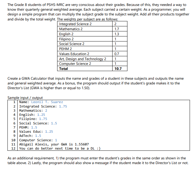 Solved The Grade 8 students of PSHS-MRC are very conscious | Chegg.com