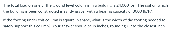 Solved The total load on one of the ground level columns in | Chegg.com