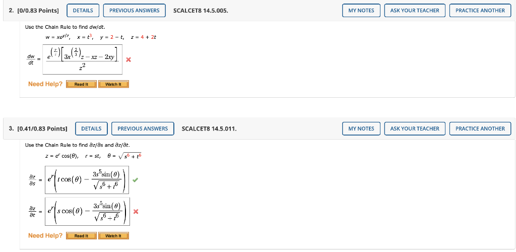 Solved 2. [0/0.83 Points] DETAILS PREVIOUS ANSWERS SCALCET8 | Chegg.com