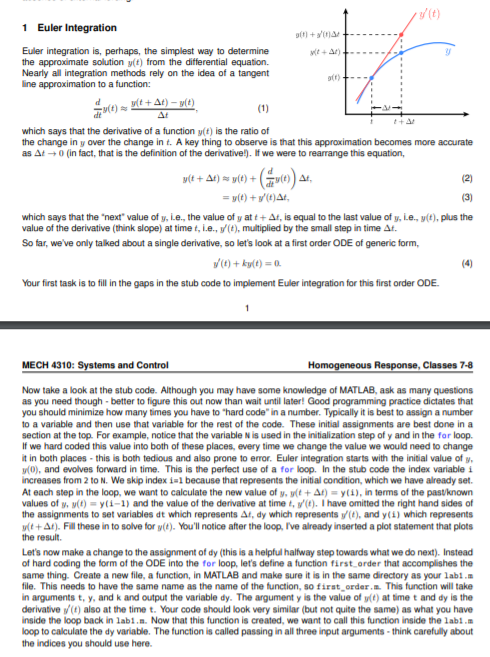 Solved 1 Euler Integration + WA Euler integration is, | Chegg.com