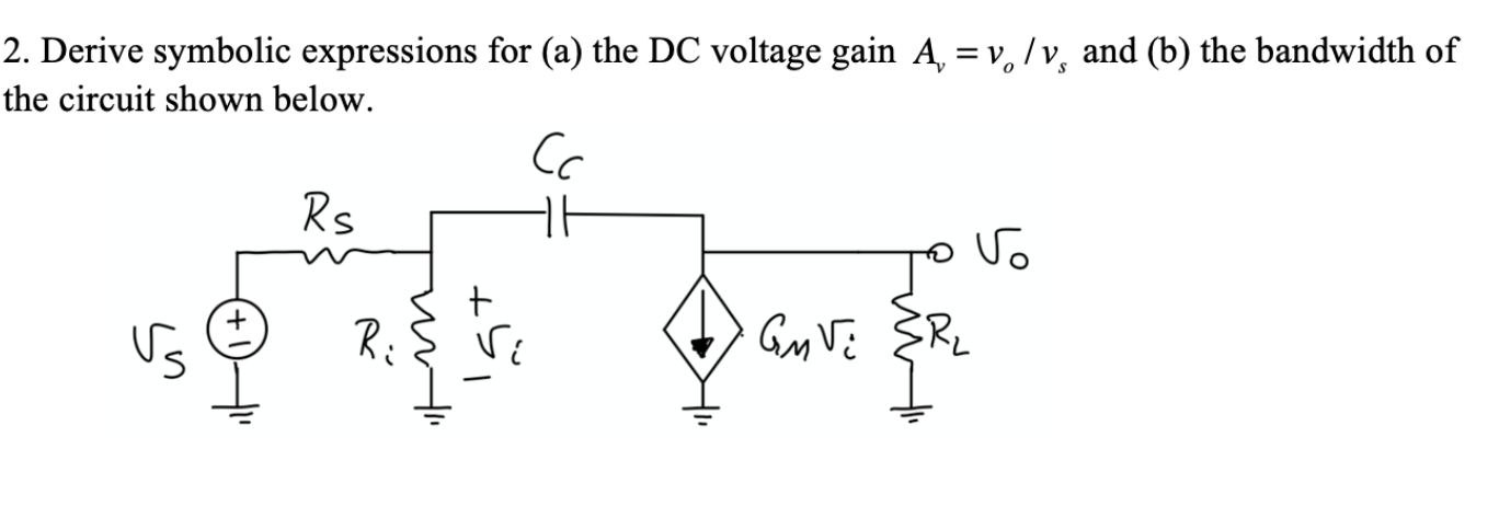 Solved 2. Derive symbolic expressions for (a) the DC voltage | Chegg.com