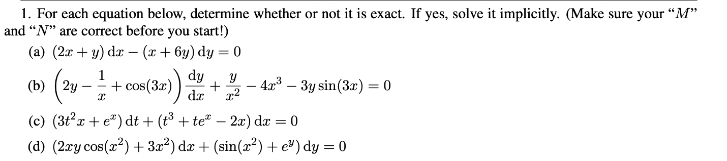 Solved For each equation below, determine whether or not it | Chegg.com