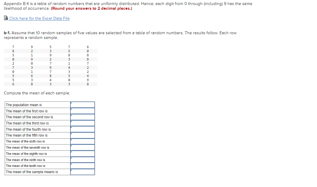 Solved Appendix B.4 is a table of random numbers that are | Chegg.com