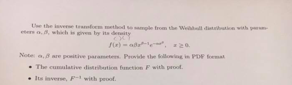 Solved Use the inverse transform method to sample from the | Chegg.com